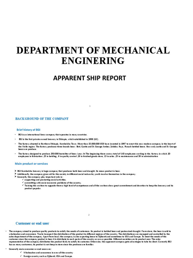 Department of Mechanical Enginering: Apparent Ship Report | PDF ...