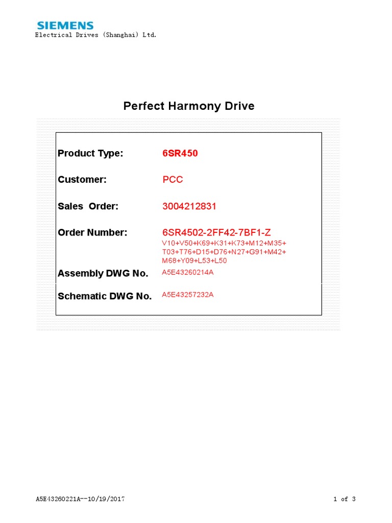 Perfect Harmony Drive Specifications | PDF | Power Supply | Transformer