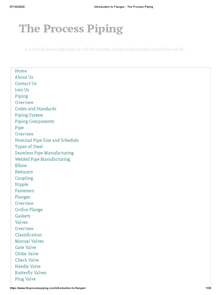 Introduction To Flanges - The Process Piping | PDF