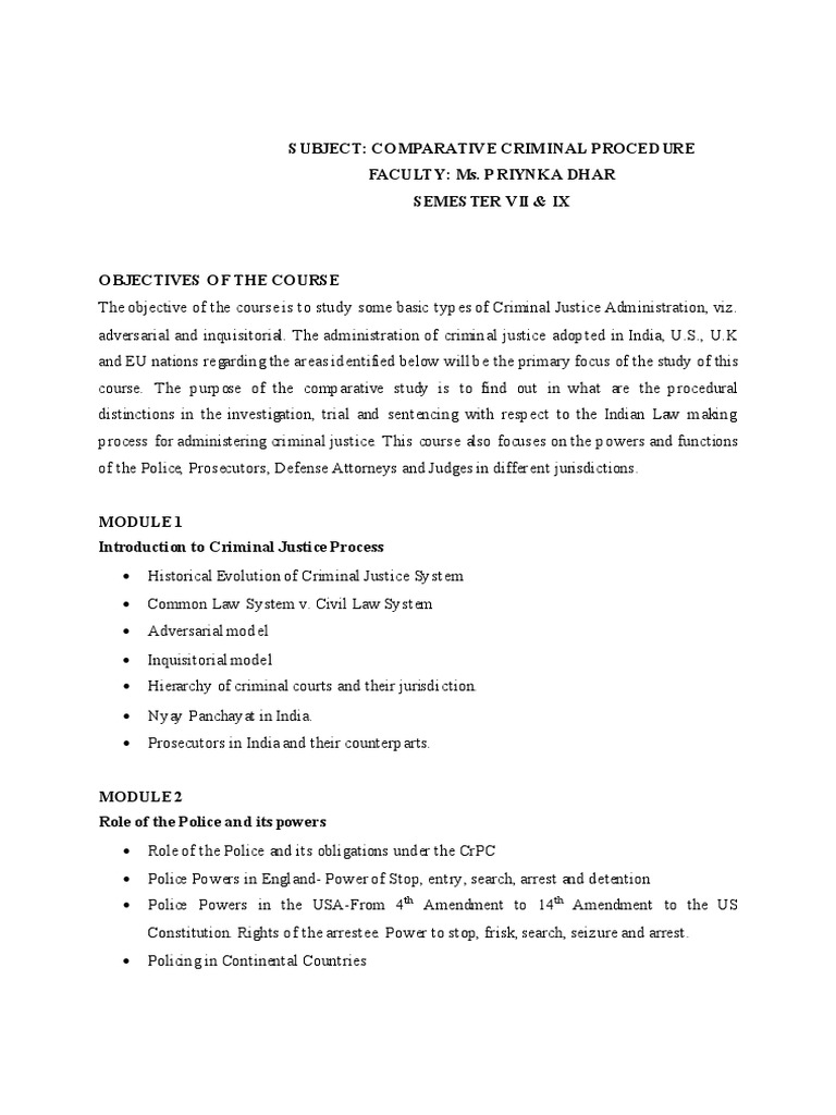 Comparative Criminal Procedure Updated Syllabus-2 | PDF | Prosecutor ...