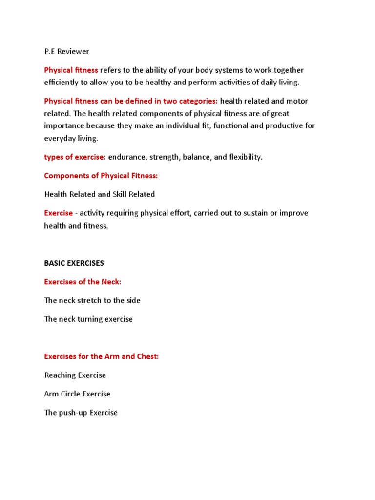 Physical Fitness: Basic Exercises | PDF | Career & Growth