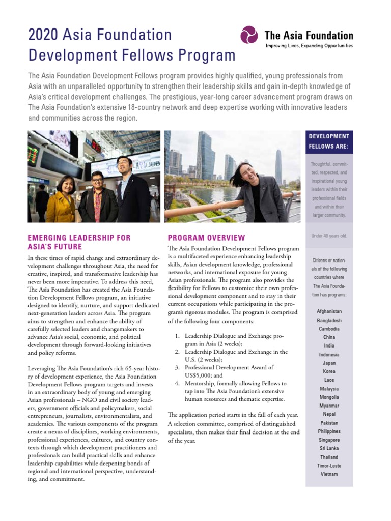 Asia Foundation Development Fellows - 2020 - Overview | PDF | Asia ...
