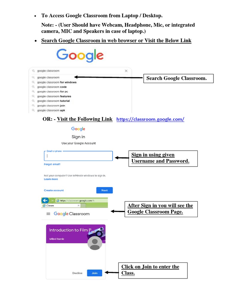 Search Google Classroom in Web Browser or Visit The Below Link | PDF