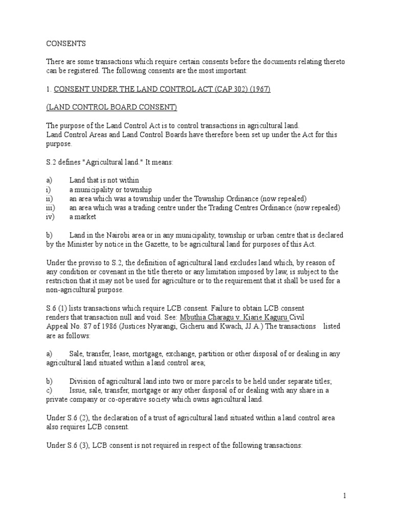 Consents Conveyancing Notes - Handout | PDF | Assignment (Law) | Lease