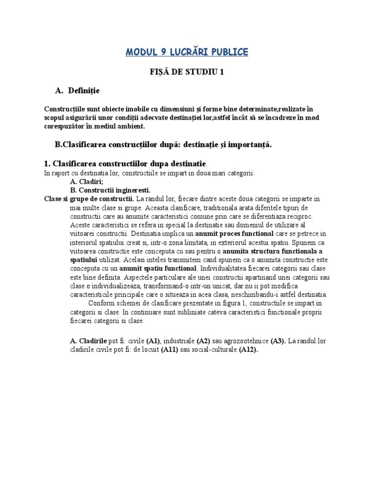 MODUL 9 LUCRĂRI PUBLICE Fisa Studiu 1 | PDF