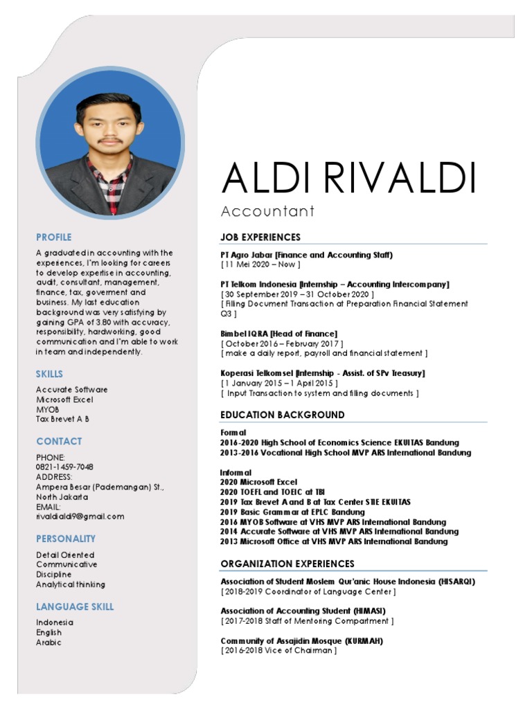 CV Aldi Rivaldi (Junior Auditor) | PDF | Accounting | Financial Accounting