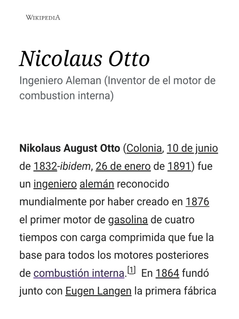Nicolaus Otto: Pionero del Motor de Combustión | PDF | Máquinas ...