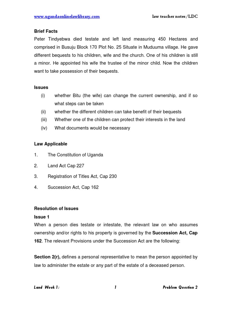 Question 2 On Land Law | PDF | Probate | Executor