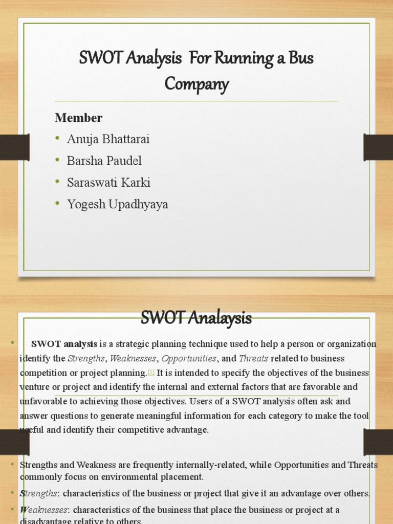 SWOT Analysis For Running A Bus Company | PDF