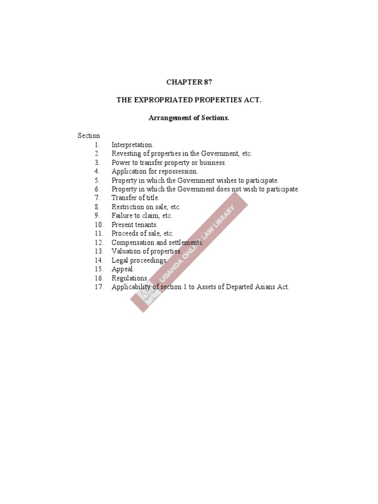 Expropriated Properties Act Overview | PDF | Mortgage Law | Eminent Domain