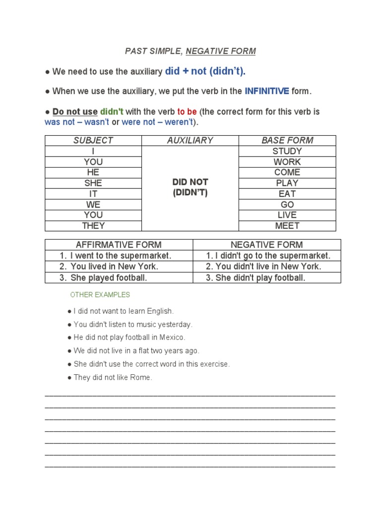 Did + Not (Didn't) .: Was Not - Wasn't Were Not - Weren't | PDF