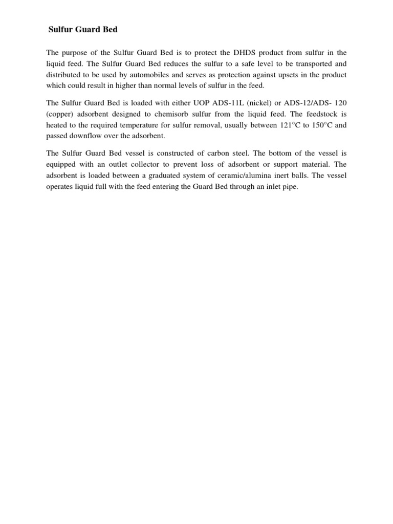 The Purpose of Sulfur Guard Bed | PDF