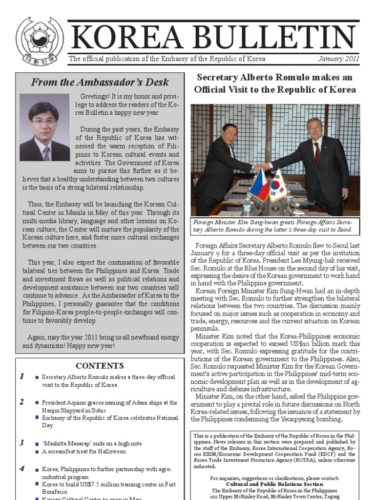 Korea Bulletin (January 2011 Issue) | PDF | South Korea | World Politics