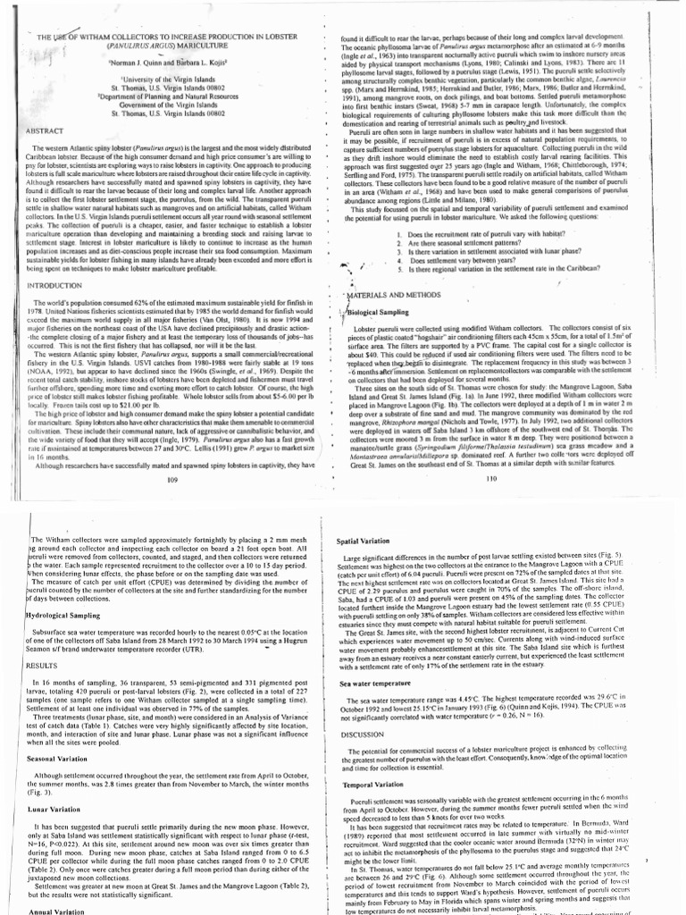 Enhancing Lobster Mariculture with Pueruli | PDF | Aquaculture ...
