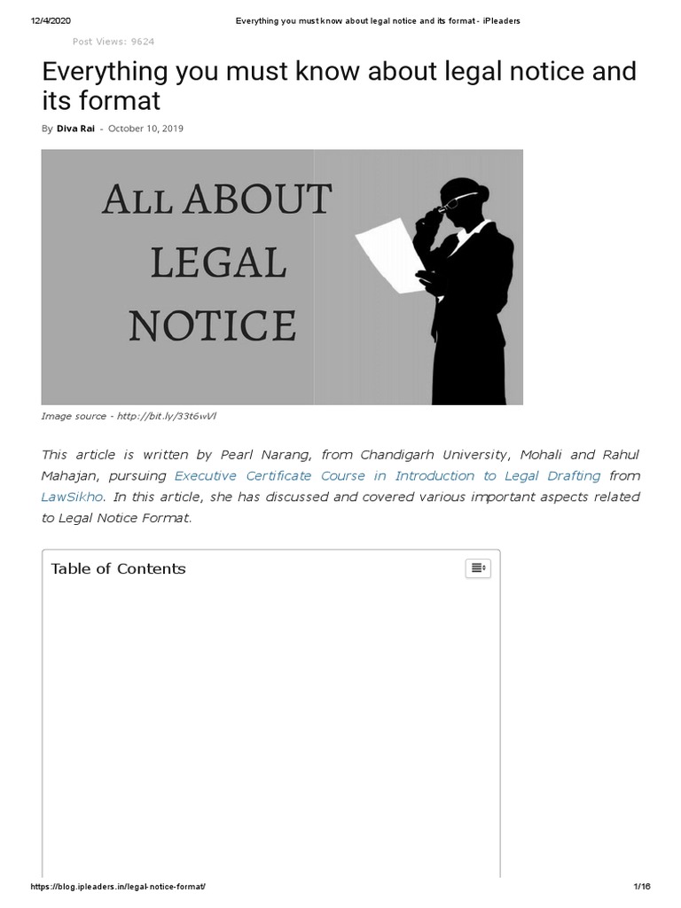 Legal Notice: Essential Guide & Format | PDF | Leasehold Estate | Eviction