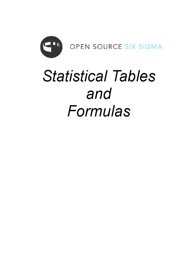 Statistical Tables and Formulas | PDF | Probability Theory ...