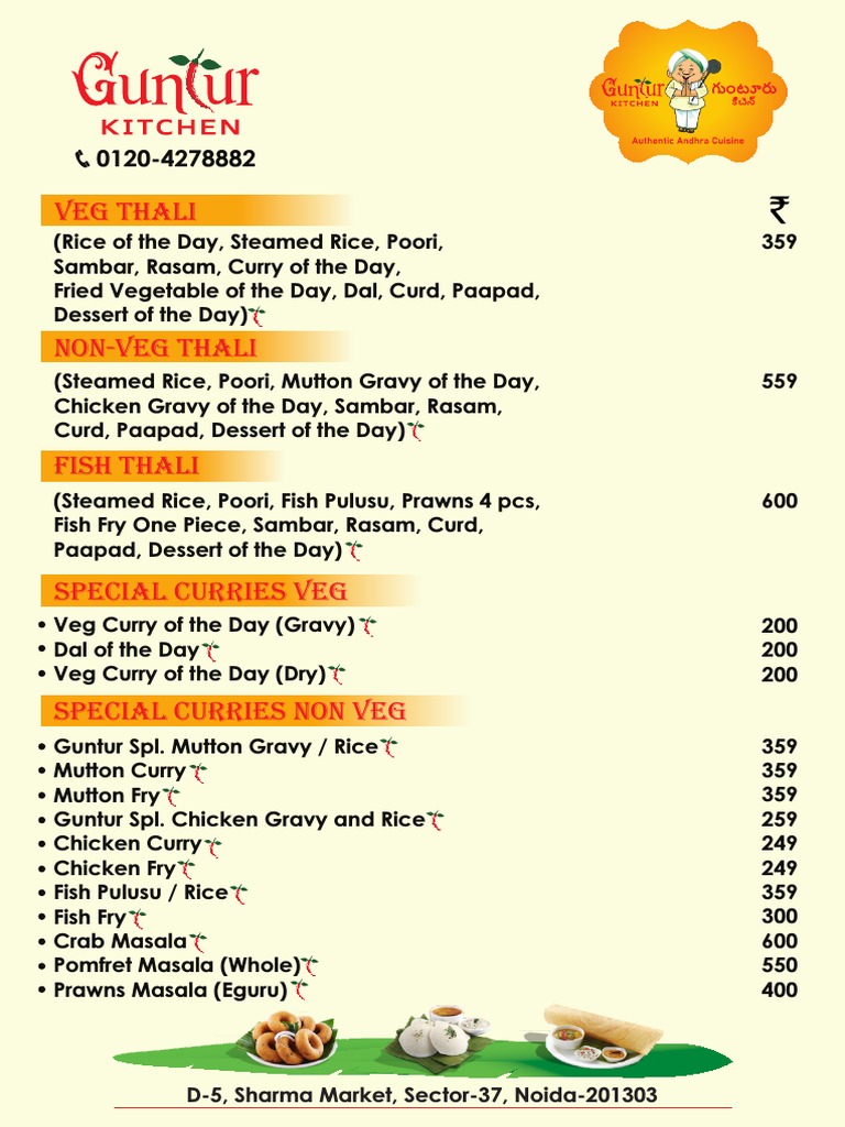 Guntur Kitchen Menu Part-1 | PDF | Curry | Indian Cuisine
