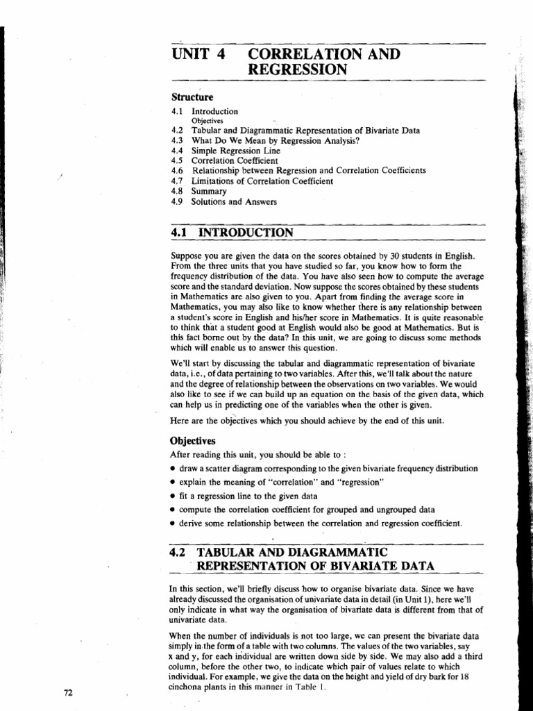 Unit-4 IGNOU STATISTICS | PDF | Regression Analysis | Correlation And Dependence