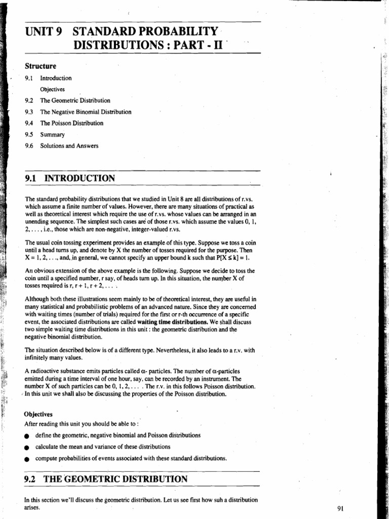 Unit-9 IGNOU STATISTICS | PDF | Probability Distribution | Poisson Distribution