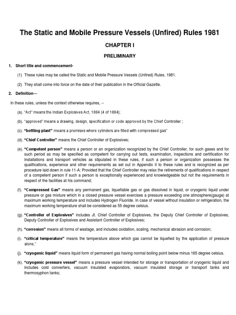 SMPV Rules 1981 | Download Free PDF | Valve | Cryogenics