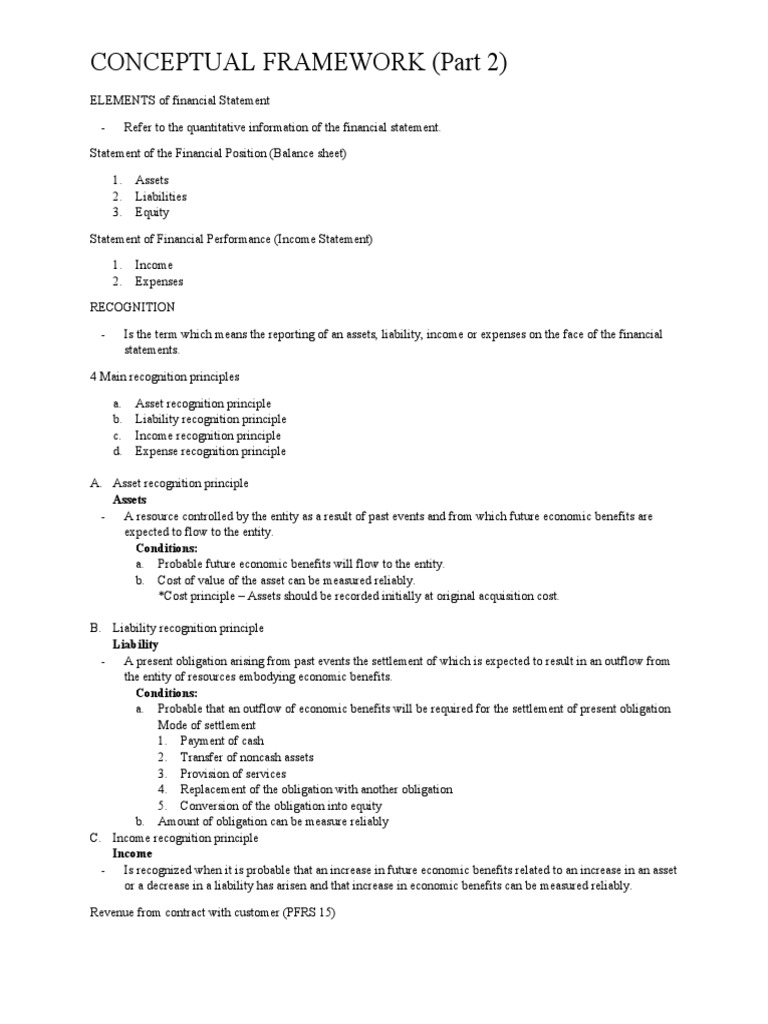Conceptual Framework (Part 2) : Assets | PDF | Expense | Financial ...