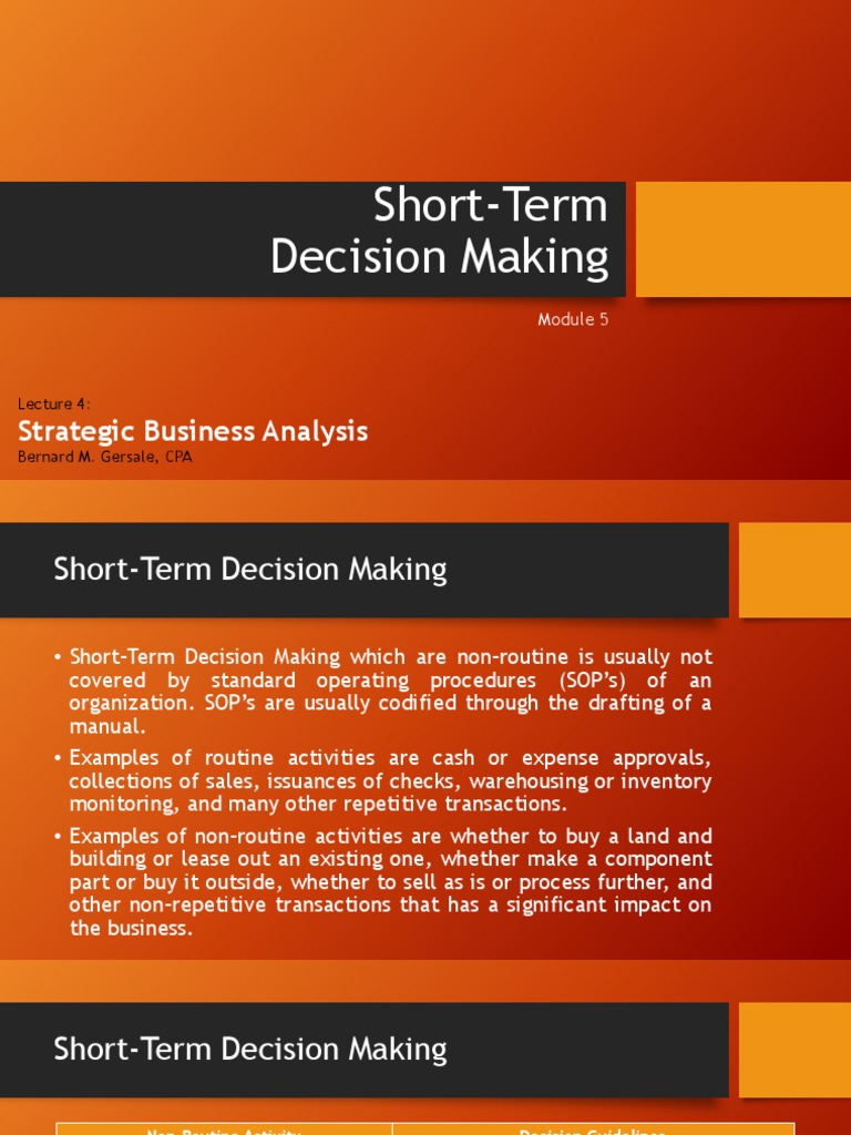Module 5 Short Term Decision Making | PDF | Marginal Cost | Cost