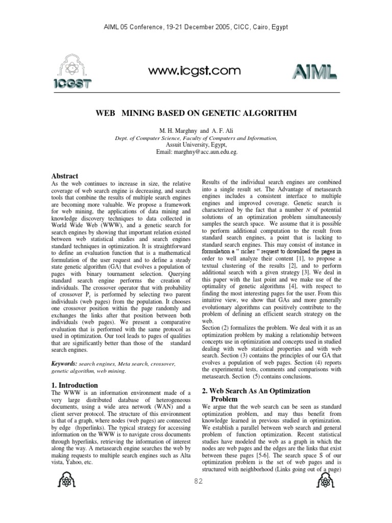 Web Mining Based On Genetic Algorithm: AIML 05 Conference, 19-21 December 2005, CICC, Cairo ...