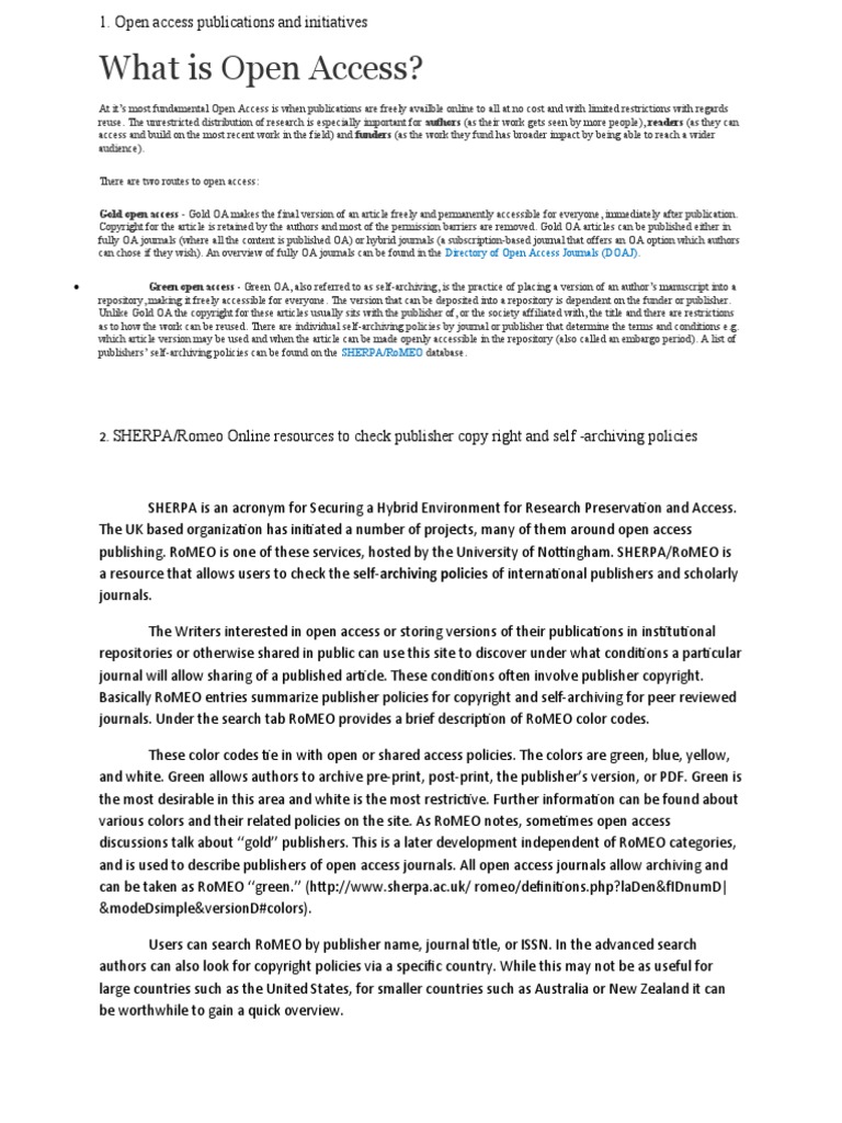 Unit 4 - Open Access | PDF | Open Access | Written Communication