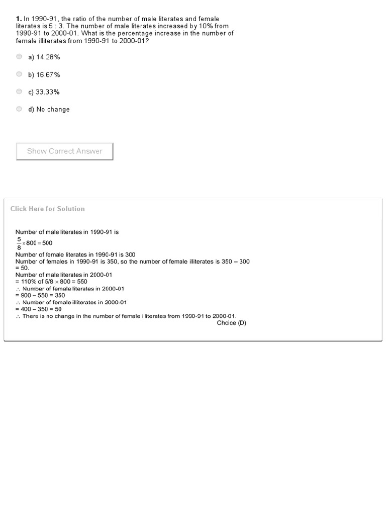 Show Correct Answer: Click Here For Solution | PDF | Outsourcing | Literacy