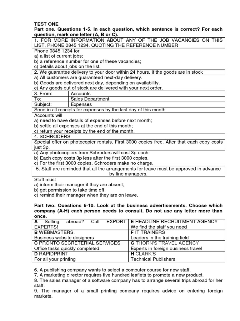 Test One | PDF | Economies | Business