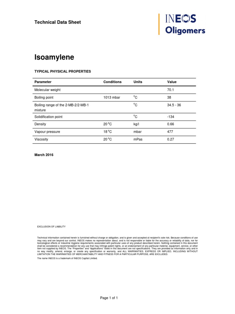 Isoamylene: Technical Data Sheet | PDF | Business | Nature