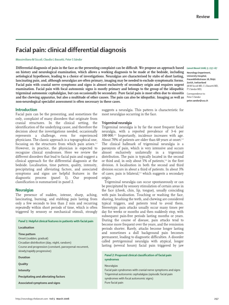 Differential Diagnosis of Facial Pain: A Proposed Clinical Approach ...