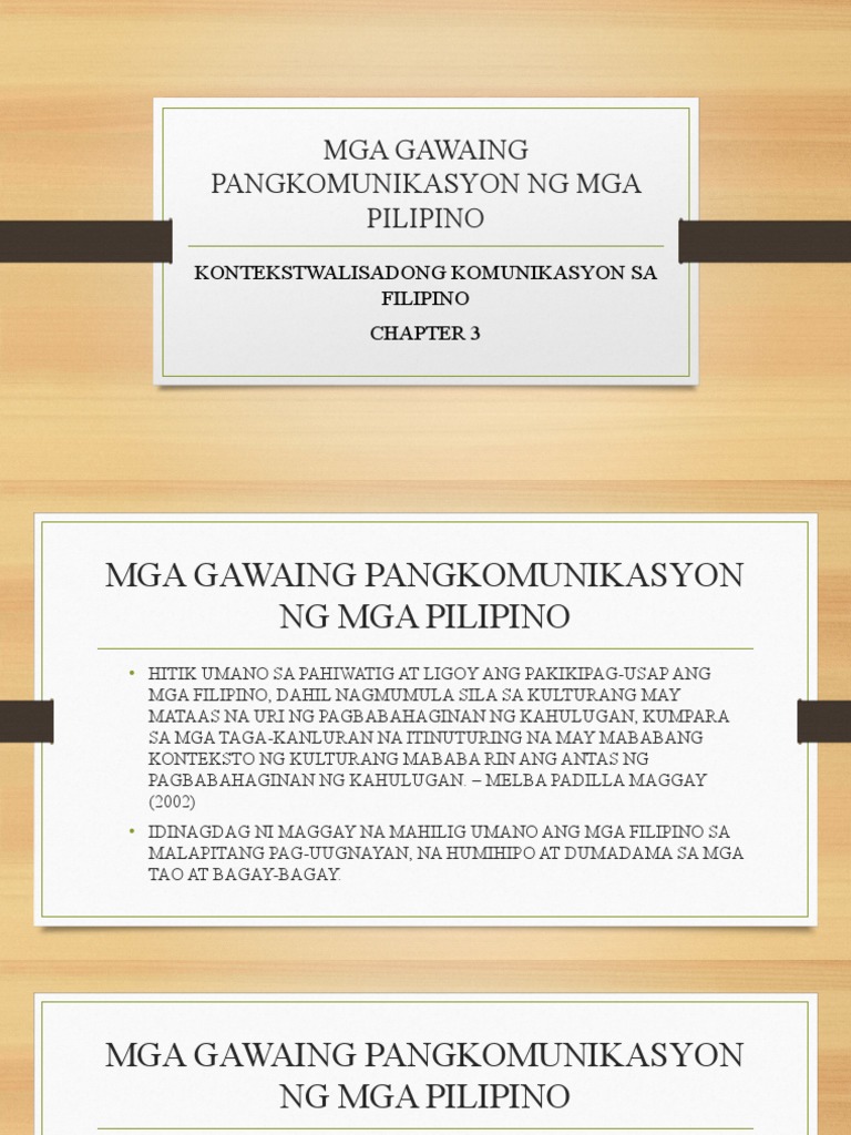 Chapter 3 Mga Gawaing Pangkomunikasyon NG Mga Pilipino | PDF