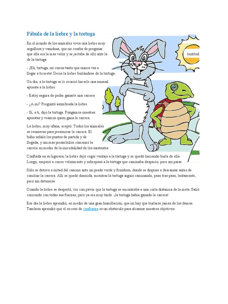 La Tortuga Y La Liebre Cuento Con Imagenes
