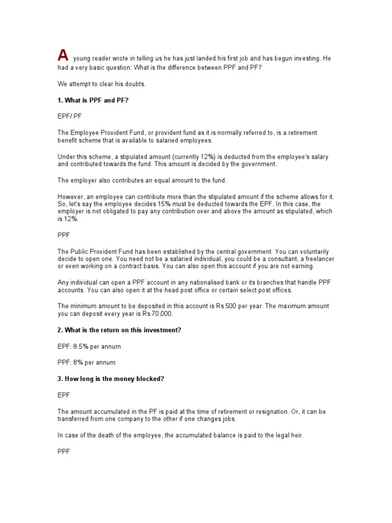 What Is PPF and PF? | PDF | Personal Finance | Financial Services