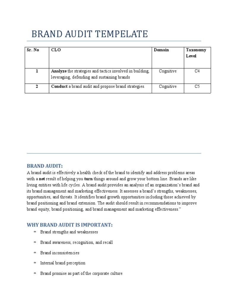 Brand Audit Template | PDF | Brand | Brand Management