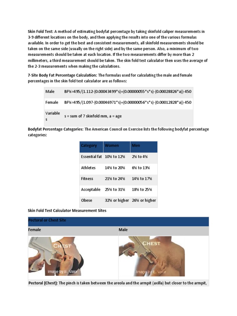 Skin Fold Test | PDF | Human Anatomy | Human Body