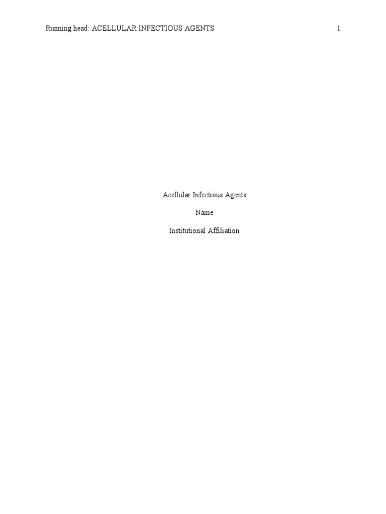 Running Head: Acellular Infectious Agents 1 | PDF | Infection | Avian ...