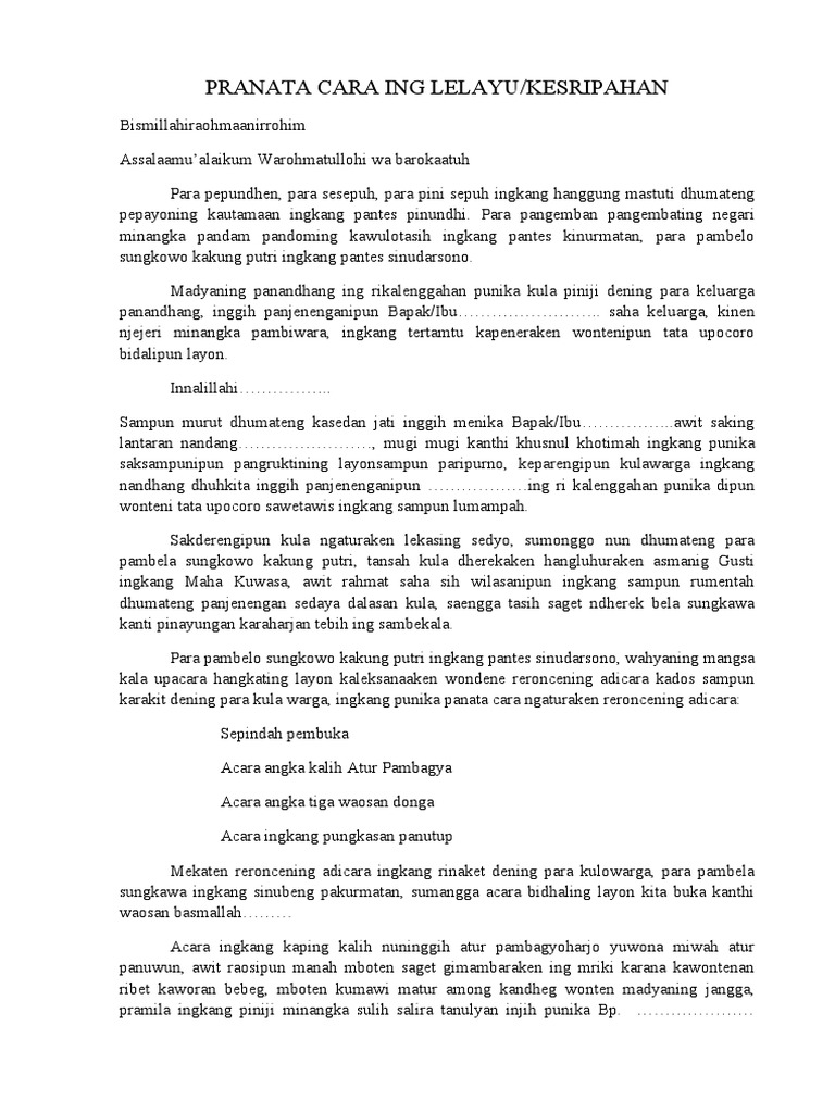 Pranata Cara Ing Lelayu | PDF