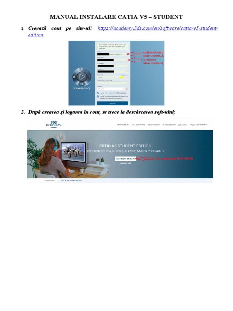 Manual Instalare - Catia V5 Student Edition | PDF