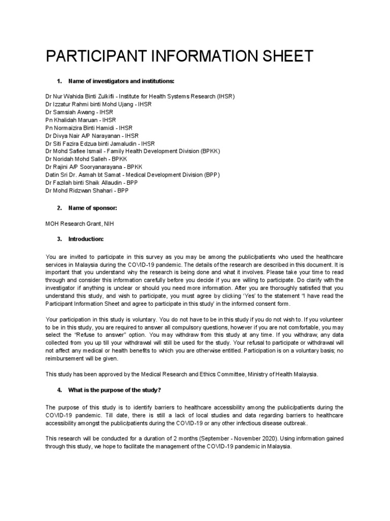 Participation Information Sheet | Download Free PDF | Institutional ...