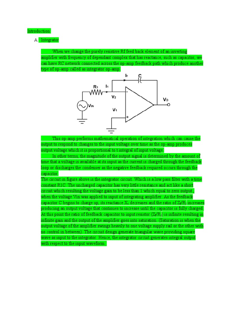 Differentiator Experiment | PDF | Operational Amplifier | Amplifier