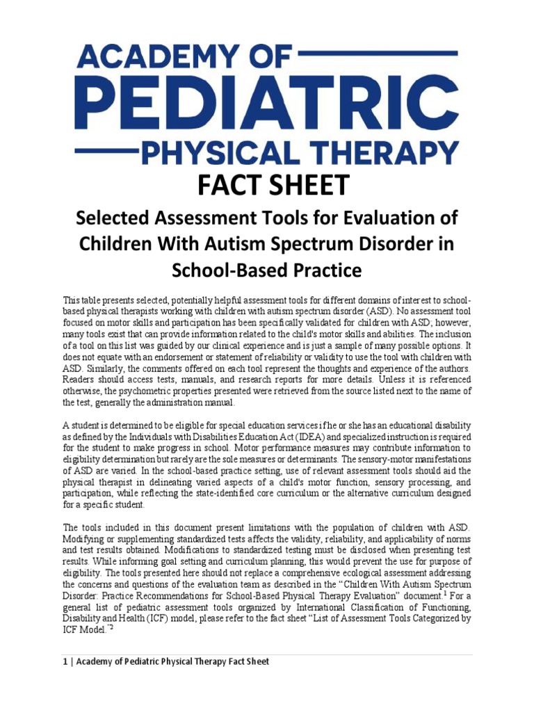 15 Selected Assess Tools For ASD | PDF | Autism Spectrum | Educational ...