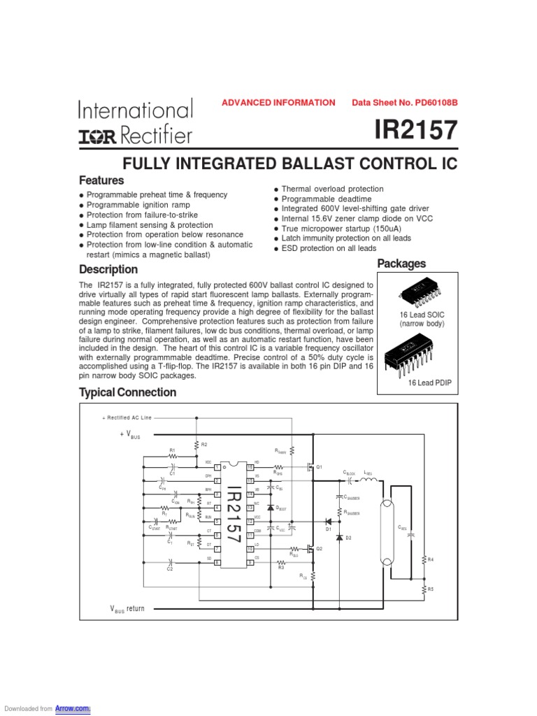 Fully Integrated Ballast Control Ic: Features | PDF | Capacitor ...