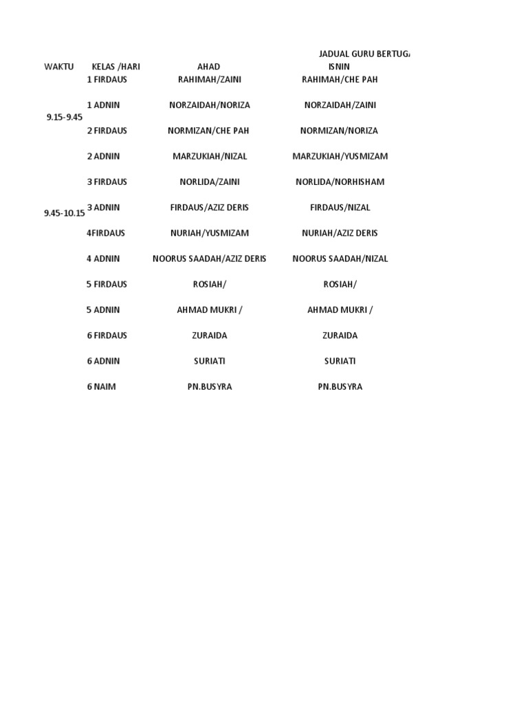 Jadual Rehat Murid | PDF