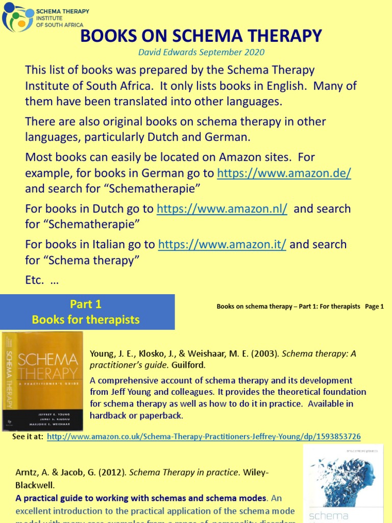 Books On Schema Therapy: David Edwards September 2020 | PDF | Schema ...
