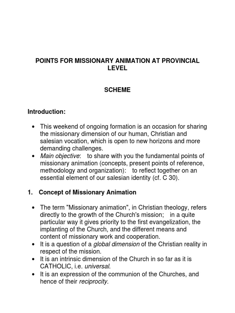 Mission Animation at The Province Level | PDF | Christian Mission ...