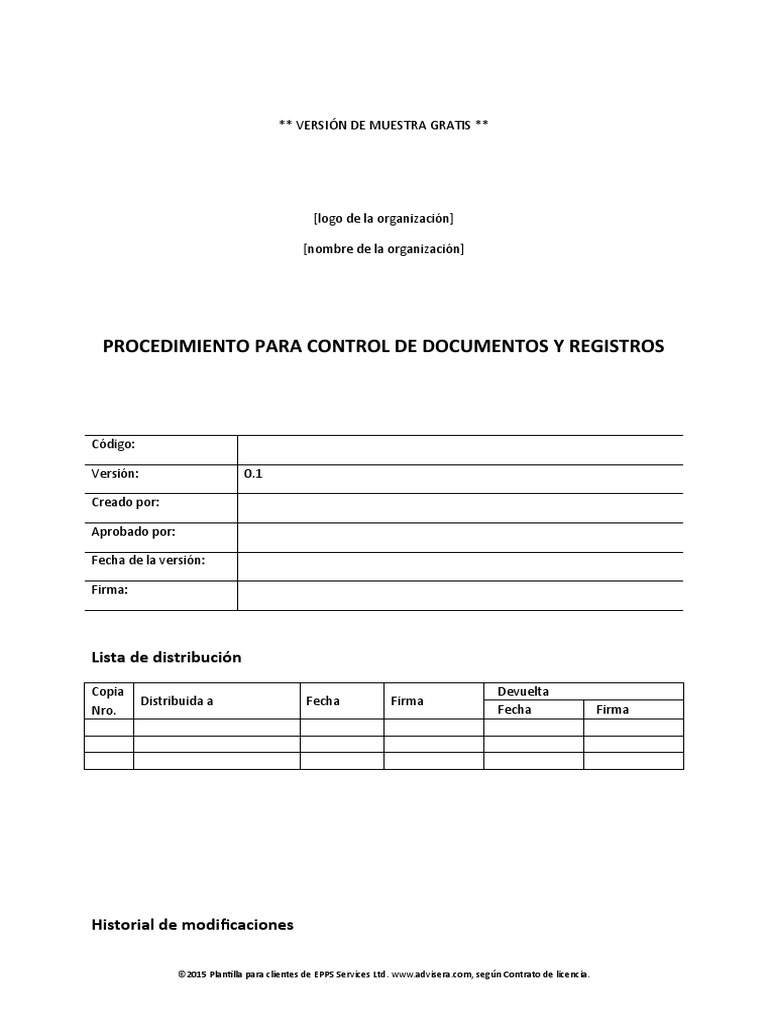 00 Procedimiento para Control de Documentos y Registros Premium Preview ...