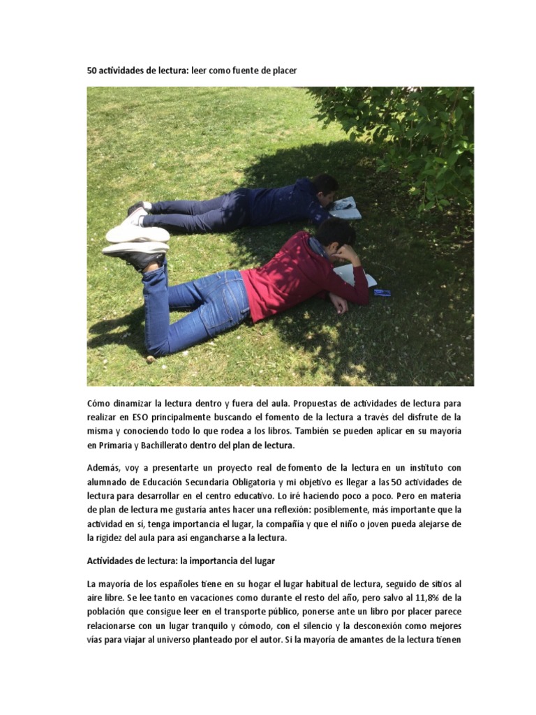 50 Actividades para Fomentar la Lectura | PDF | Libros | Salón de clases