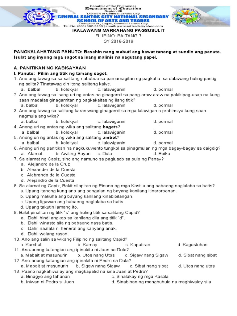 2ND Q Fil7 18-19 | PDF